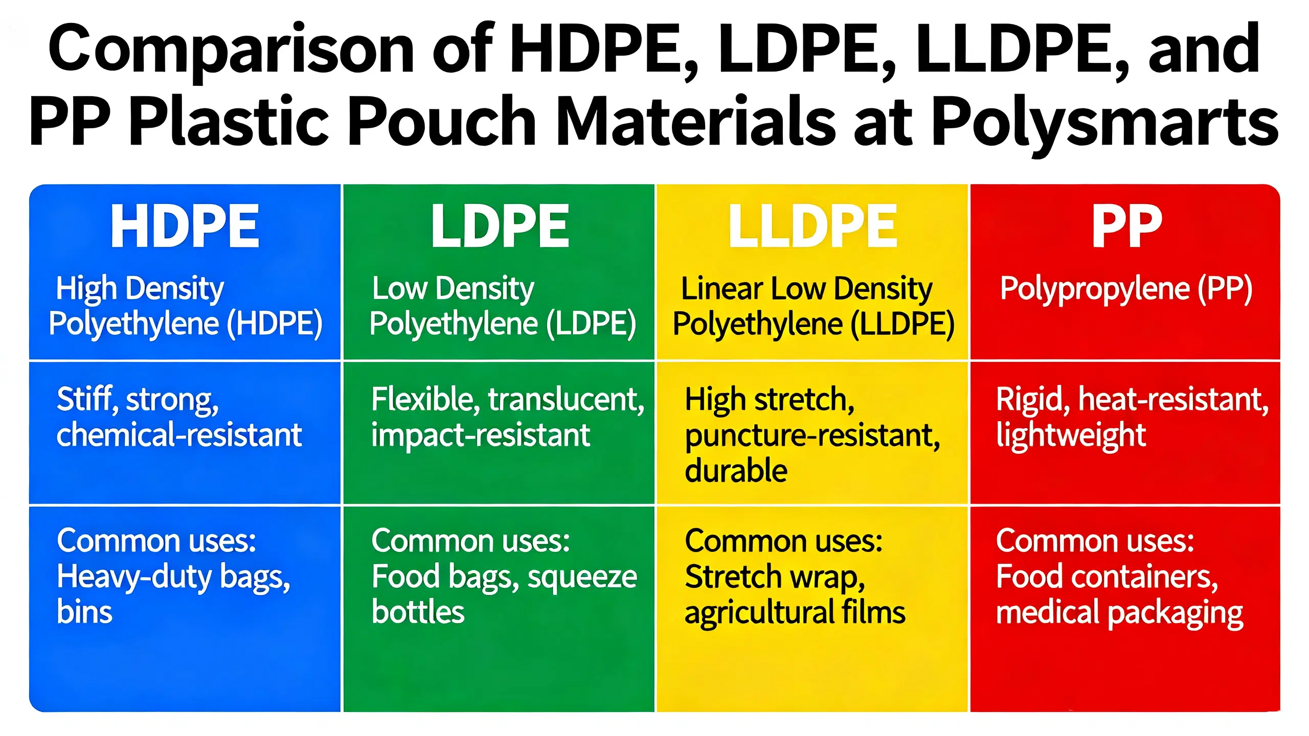 塑料袋终极指南：类型、应用和定制制造 - Polysmarts Packaging